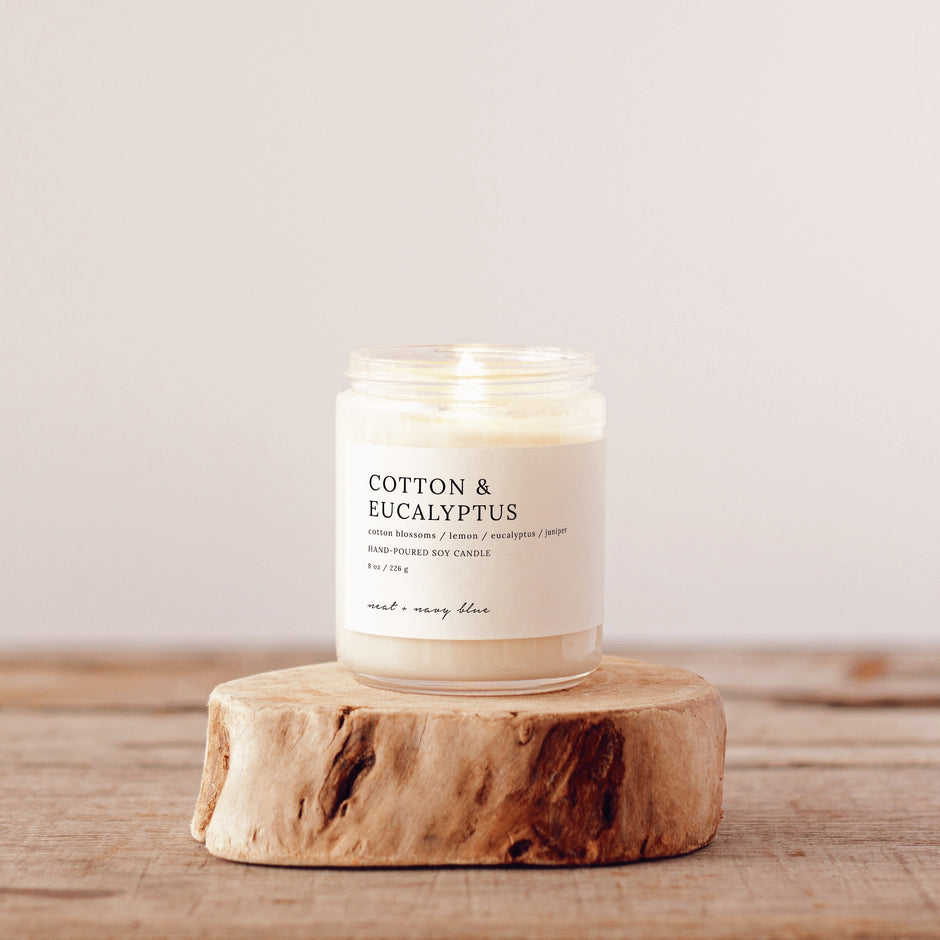 8 OZ Soy Candles – Neat and Navy Blue